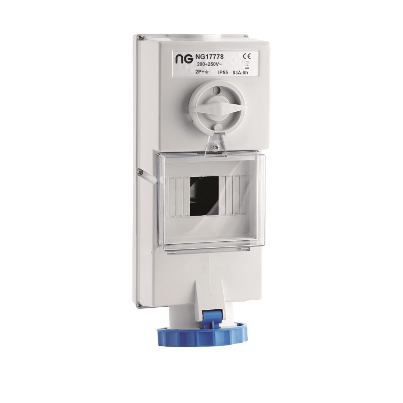 Niglon 17778 63A 3P Interlocked Switched Socket and Enclosure 230V IP5 ...