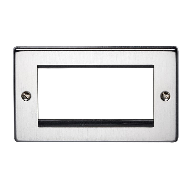 Crabtree 8094/SCBK 2 Gang 4 Module Euromodule Faceplate Satin Chrome B ...