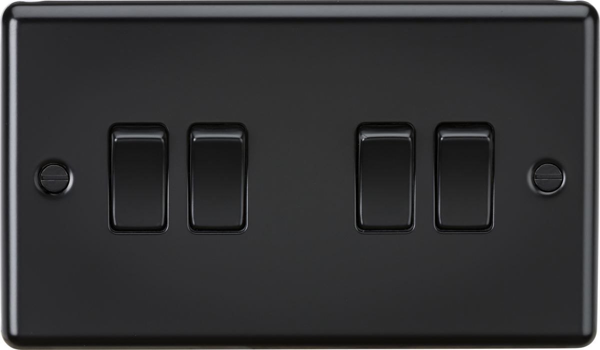Knightsbridge CL41MBB 4 Gang 2 Way Switch Matt Black – ETC Electrical