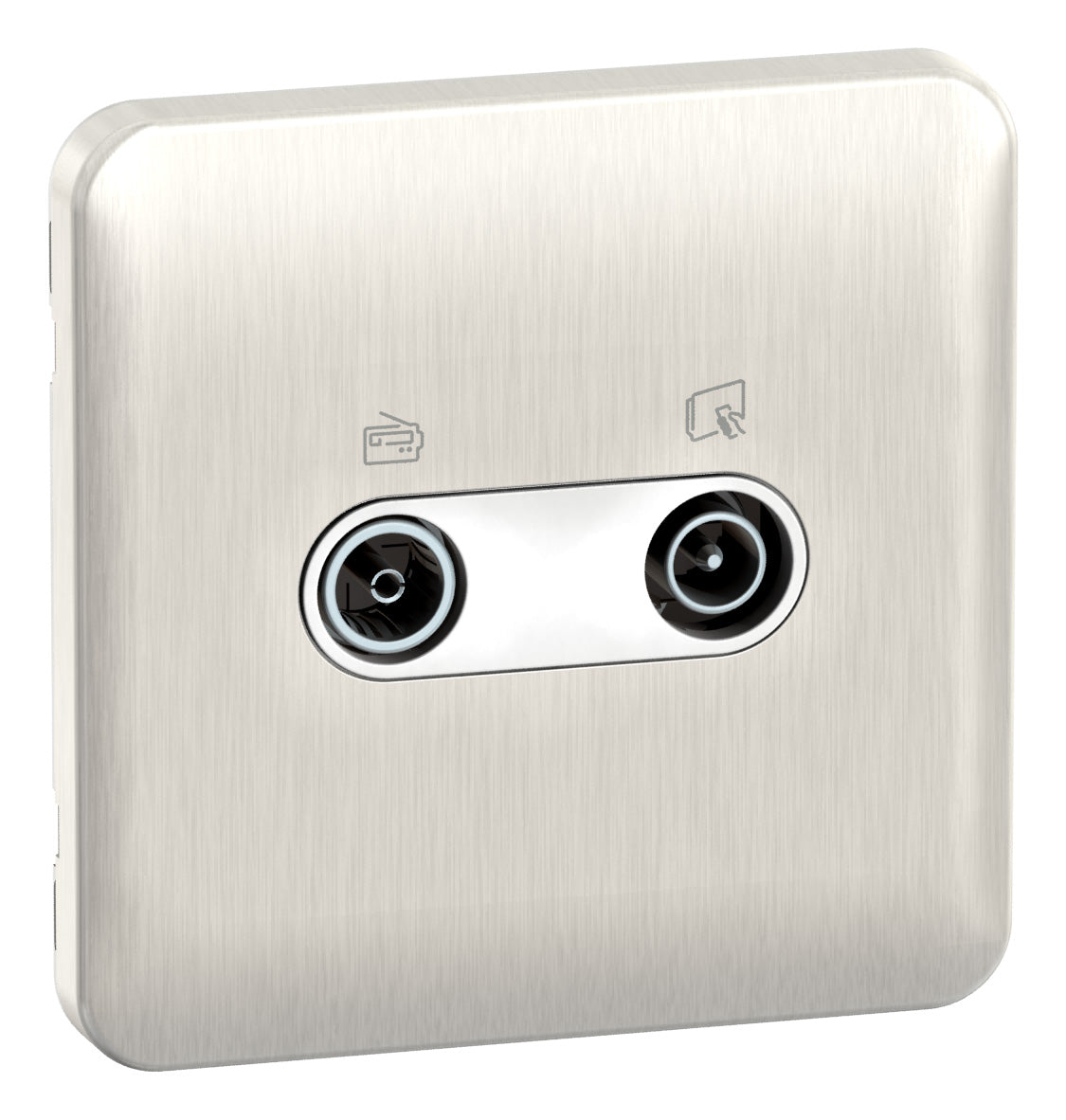 Schneider GGBL7020WSSS 1 Gang TV/FM Socket Stainless Steel White Inser ...