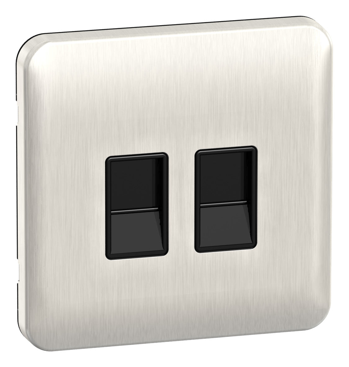 Schneider GGBL7072C5BSSS 1 Gang Twin RJ45 Cat 5 Data Outlet Stainless ...