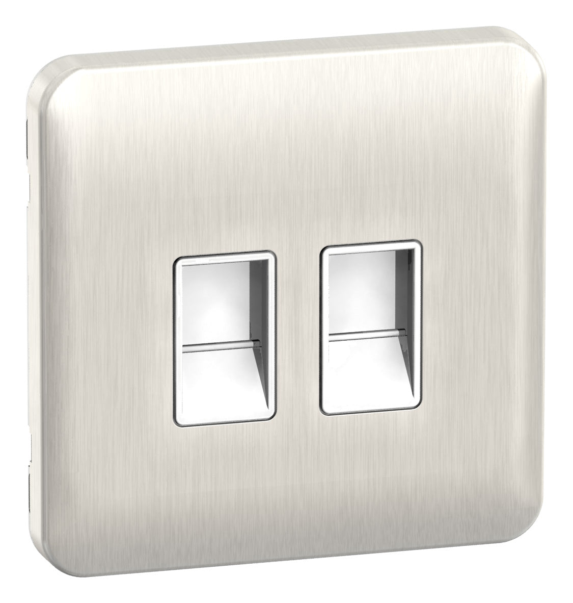 Schneider GGBL7072C5WSSS 1 Gang Twin RJ45 Cat 5 Data Outlet Stainless ...