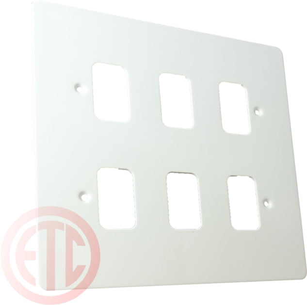 Schneider GUG06GPW 6 Gang Grid Faceplate with Mounting Frame White Met ...