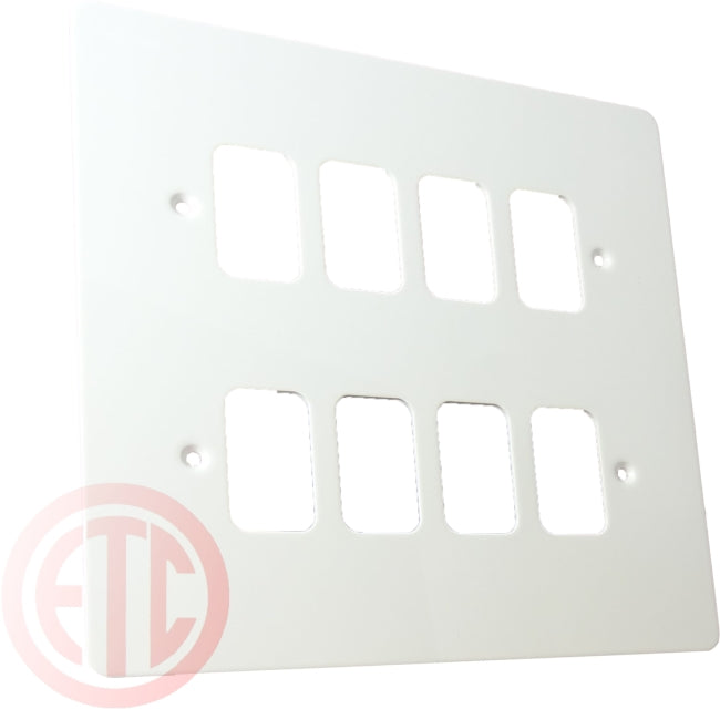 Schneider GUG08GPW 8 Gang Grid Faceplate with Mounting Frame White Met ...