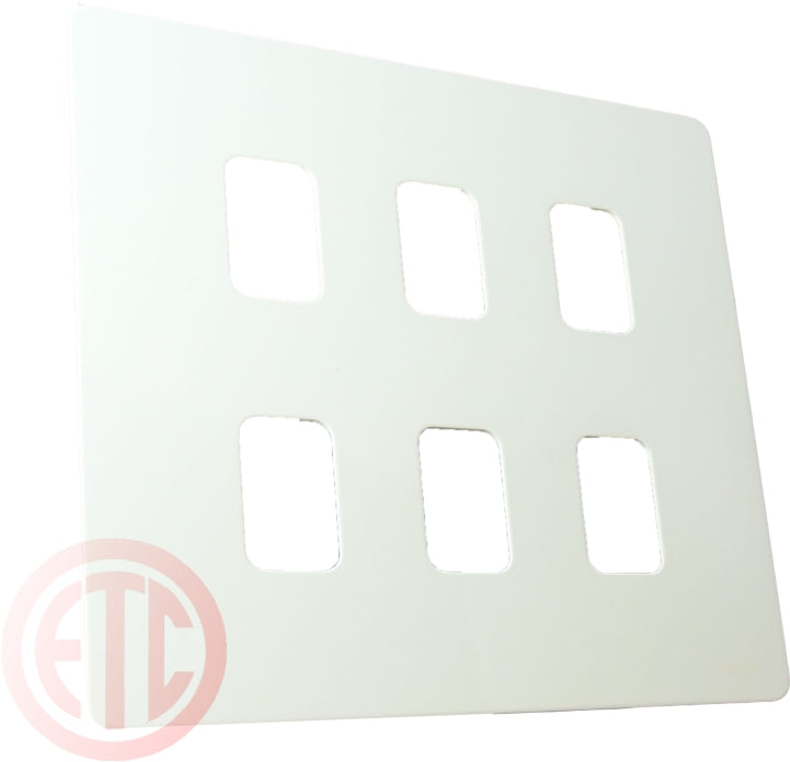 Schneider GUGS06GPW 6 Gang Grid Faceplate with Mounting Frame White Me ...